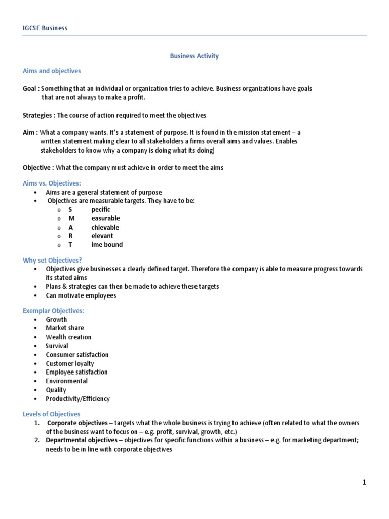 IGCSE Business Studies Notes | PDF | Franchising | Labour Economics