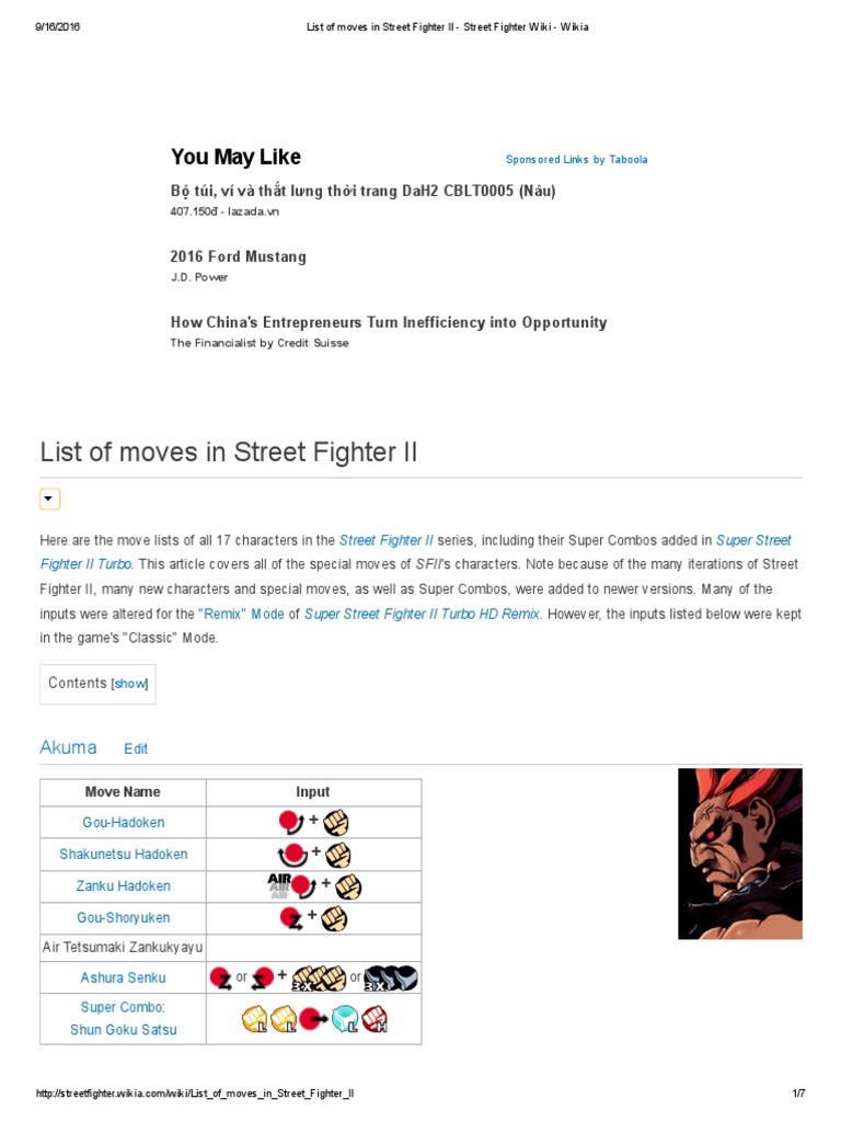 Street Fighter II Moves | PDF | Capcom | Video Game Franchises
