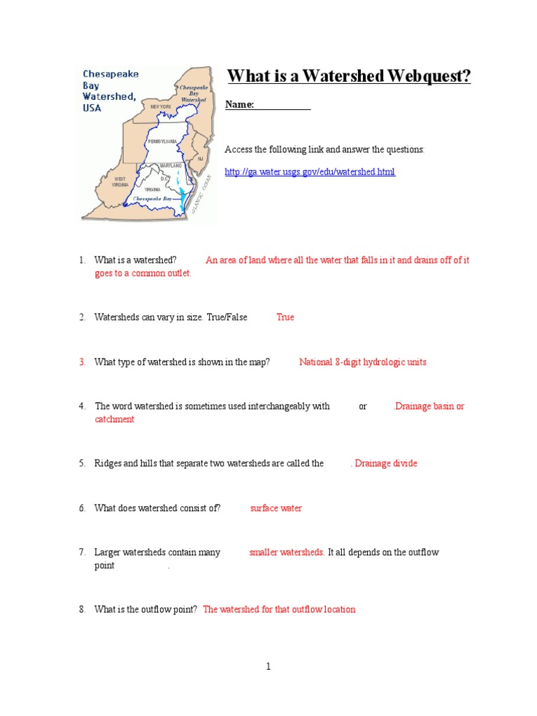 Watersheds and River Basins Activity | Download Free PDF | Drainage ...