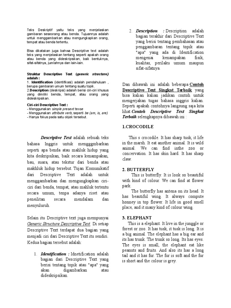 Teks Deskriptif Yaitu Teks Yang Menjelaskan Gambaran Seseorang Atau ...