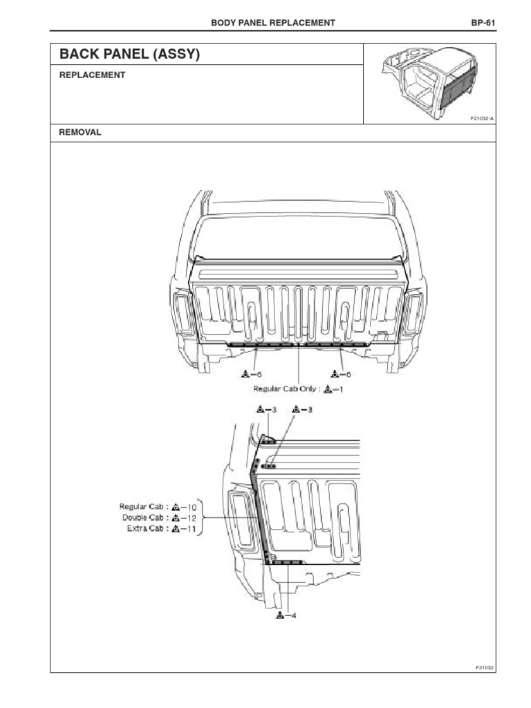 Back Panel (Assy) : Body Panel Replacement BP-61 | PDF