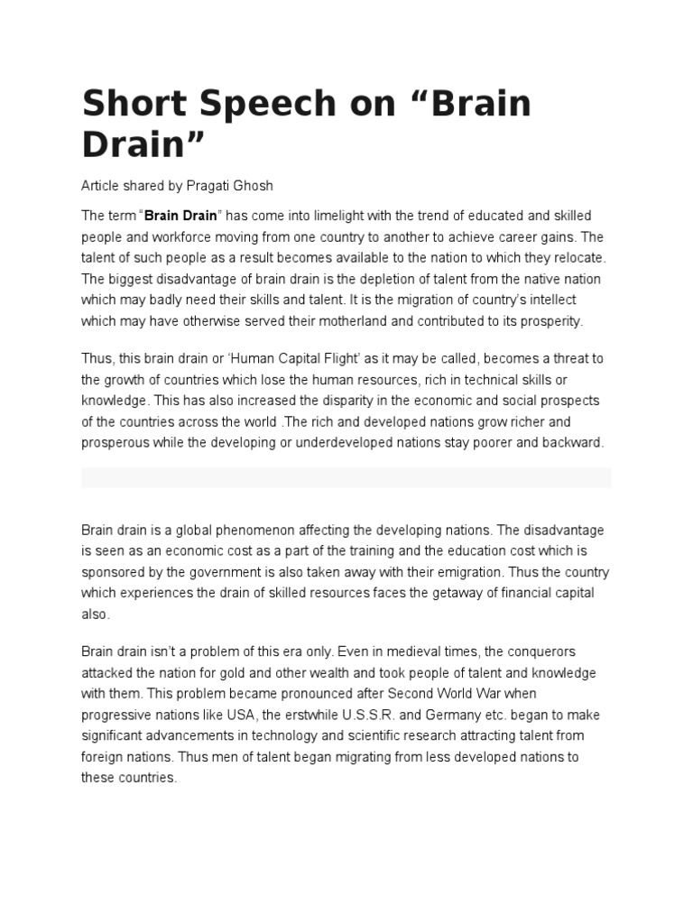 Addressing the Global Challenge of Brain Drain: Improving Socio-Economic Conditions and Career ...