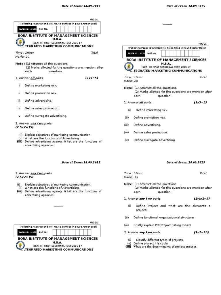 Aktu Sample Paper 2016 | PDF