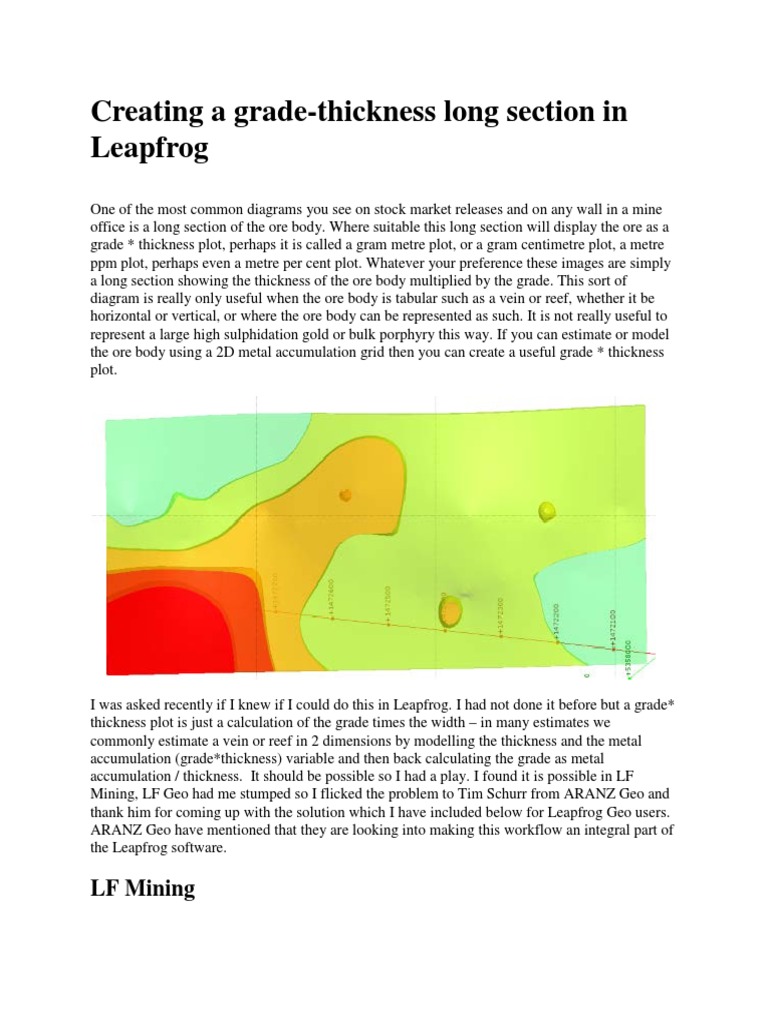 Creating A Grade Thickness Long Section in Leapfrog | PDF ...