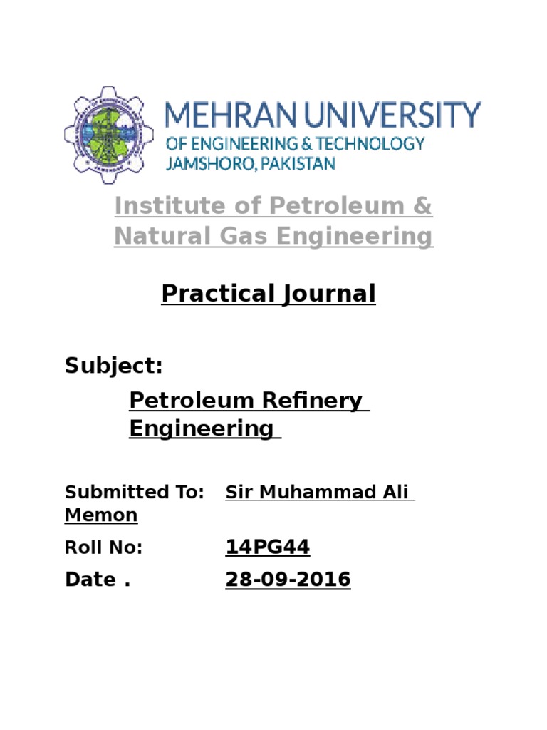 Institute of Petroleum & Natural Gas Engineering: Practical Journal | PDF