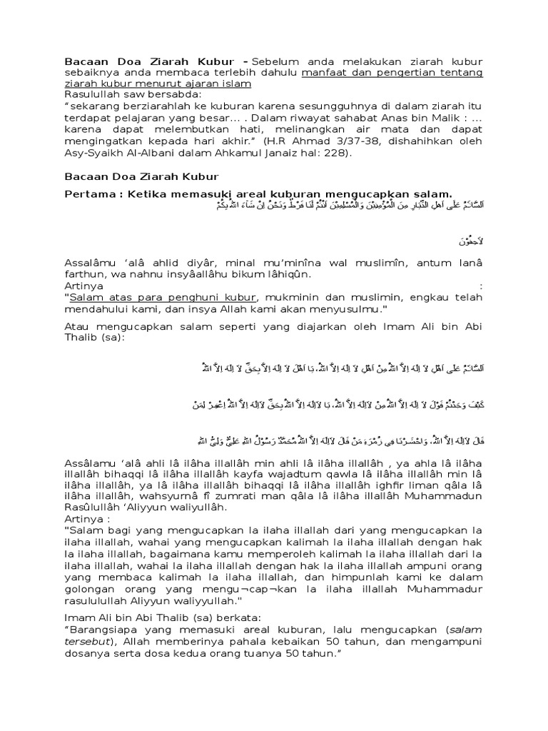 Bacaan Doa Ziarah Kubur | PDF