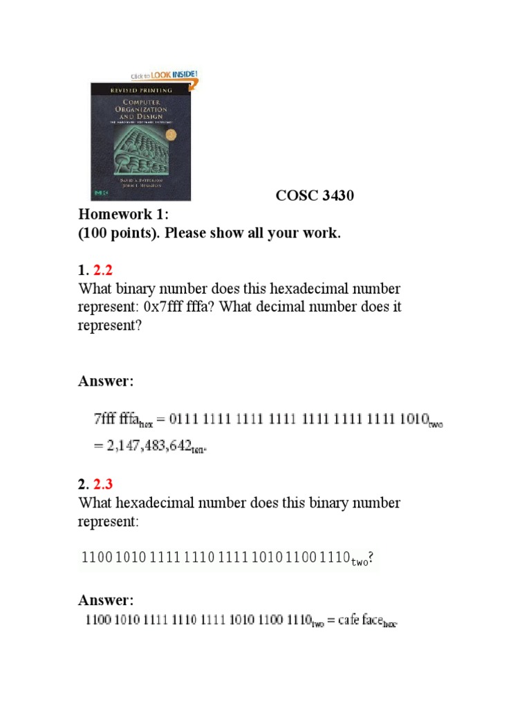 COSC 3430 Homework 1 Solutions | PDF | Array Data Structure | Mips ...