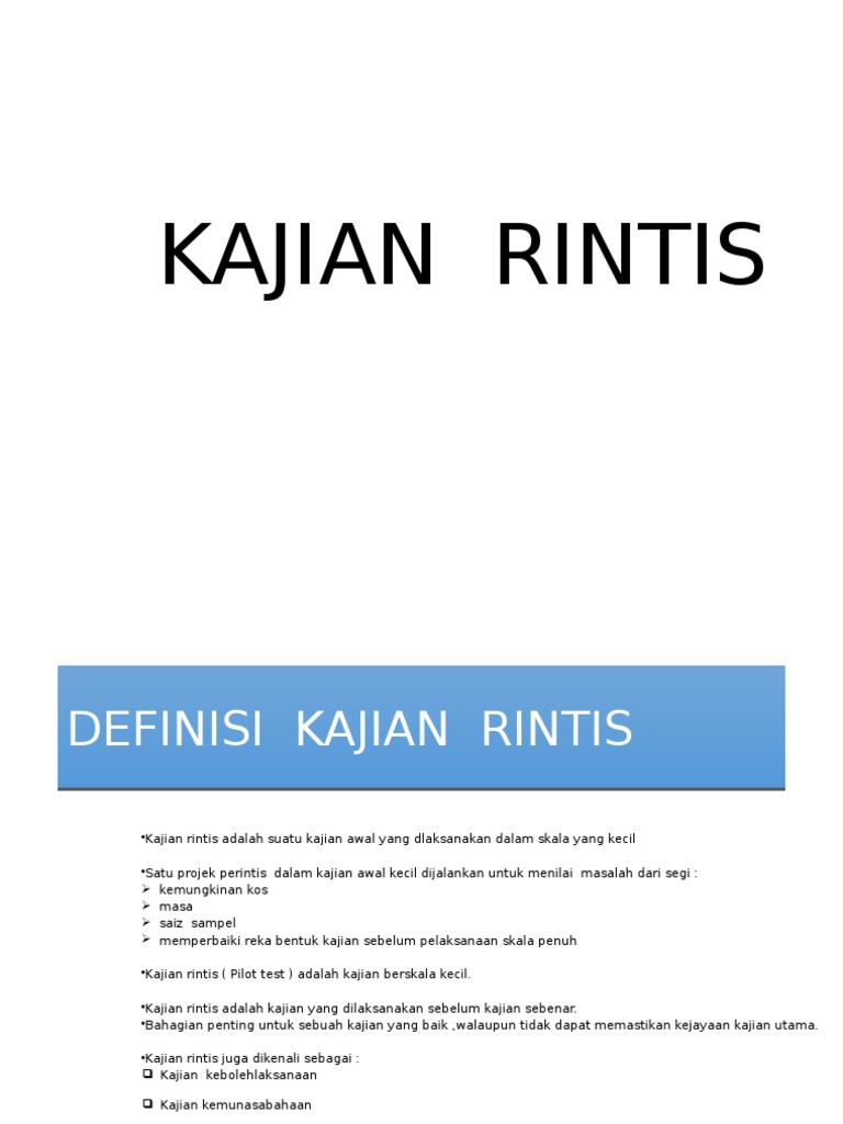 Definisi dan Tujuan Kajian Rintis | PDF