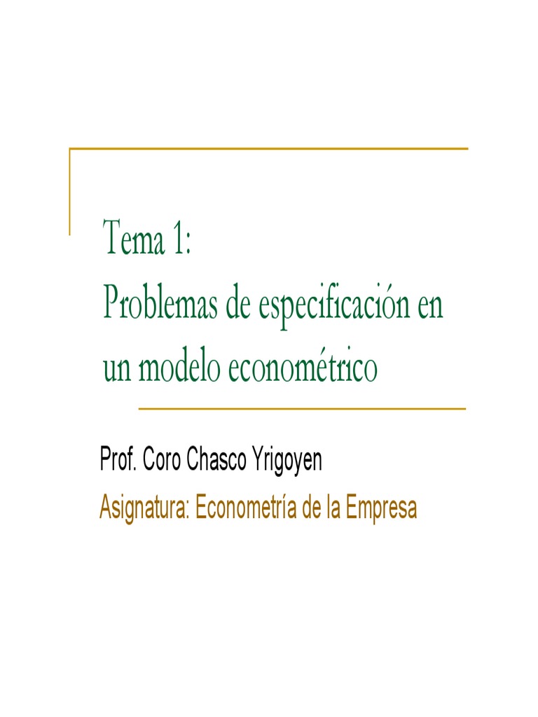 TEMA 1 - Problemas de Especificación | PDF | Multicolinealidad | Econometría
