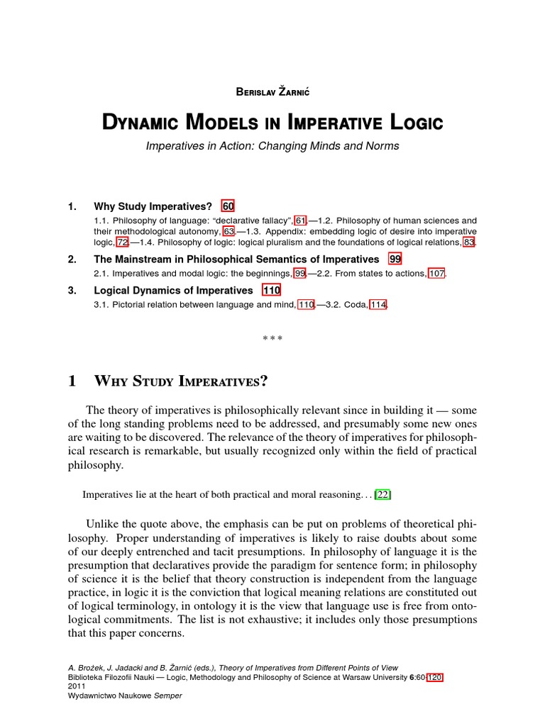 Dynamic Models of Imperative Logic | PDF | Logic | Science