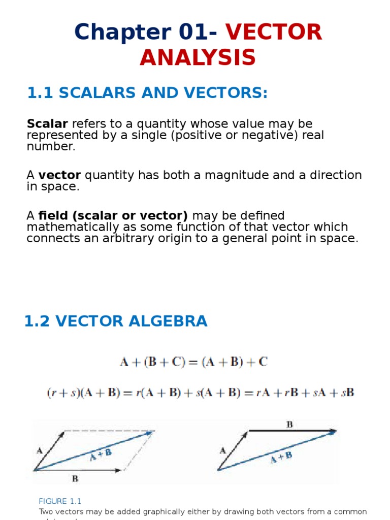 Chapter 01 Vector Analysis Pdf Euclidean Vector Cartesian Coordinate System
