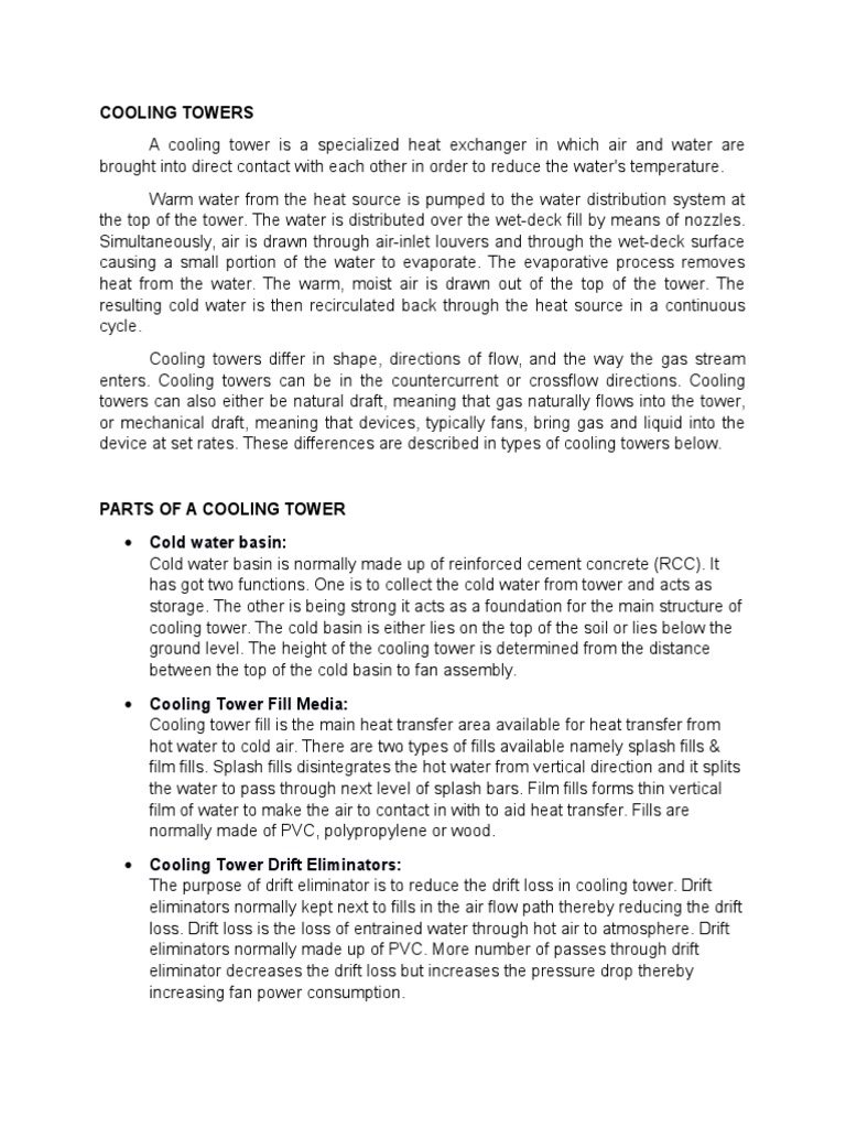 Cooling Towers: Cold Water Basin | PDF | Mechanical Fan | Air Conditioning