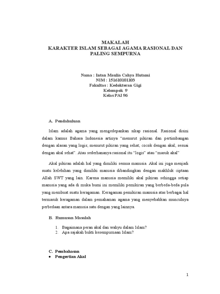 Karakter Rasional Islam dan Kesempurnaannya | PDF | Agama & Spiritualitas