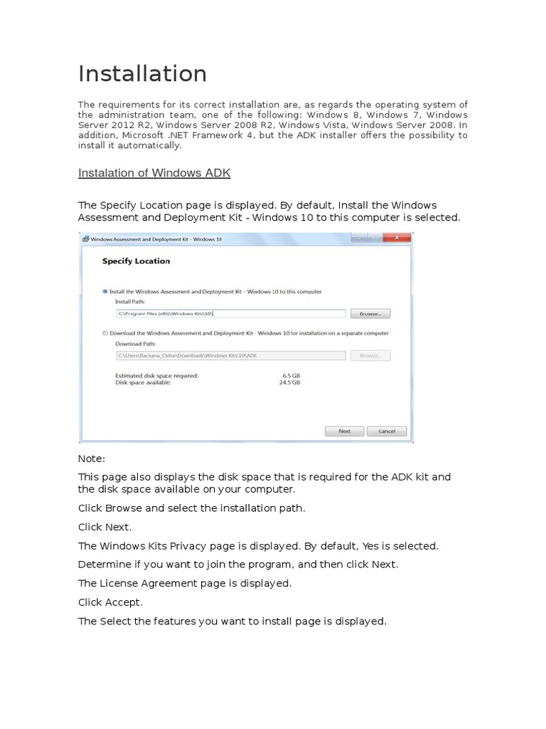 Installation: Instalation of Windows ADK | PDF