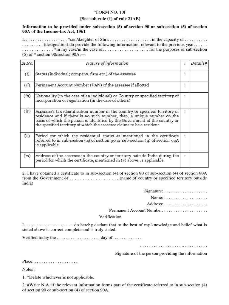 FORM No. 10F | PDF | Finance & Money Management | Law