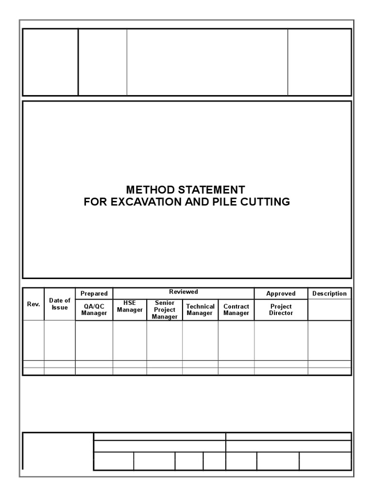 METHOD STATEMENT OF Excavation Pile Cutting Rev 1 UPLOAD | PDF