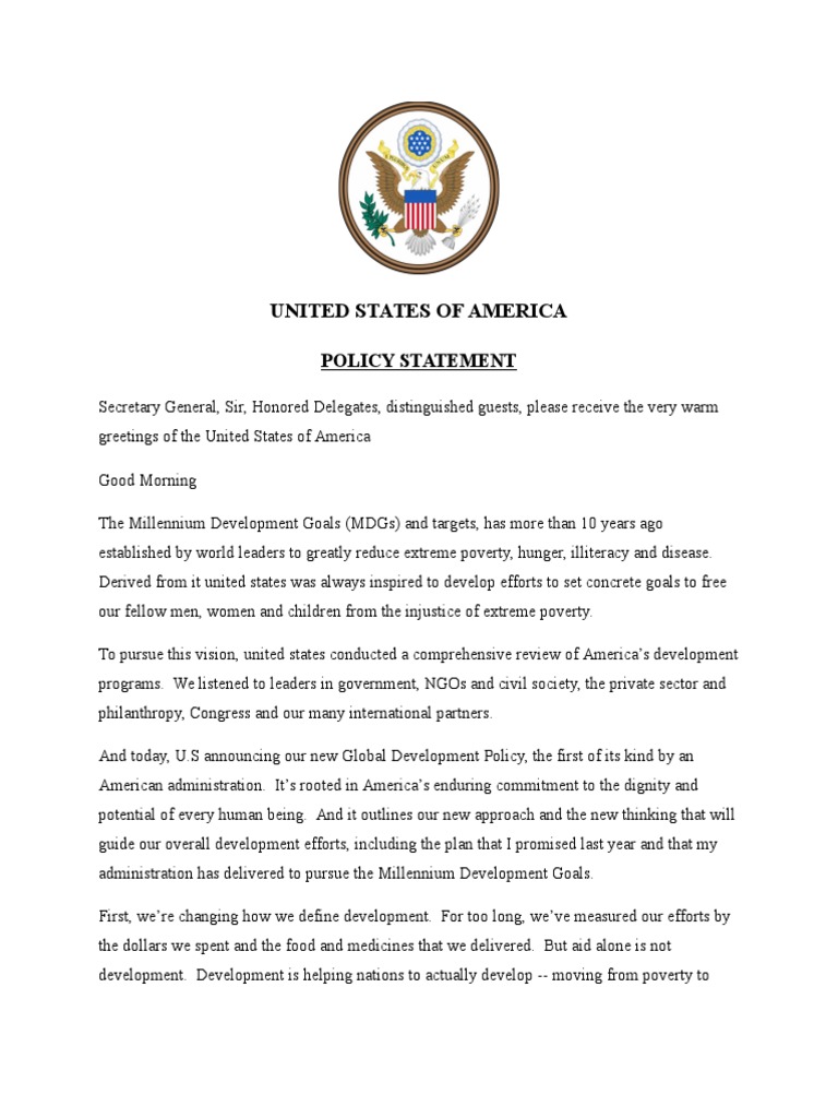 United States of America MUN Position Paper Example | PDF | Aids | Poverty