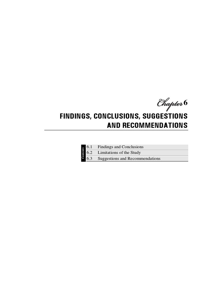 6 Findings, Conclusions, Suggestions and Recommendations | PDF ...