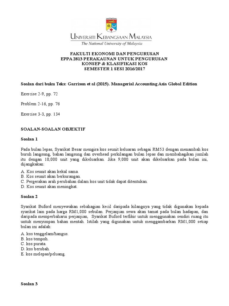 Tutorial 1 - Konsep Kos | PDF