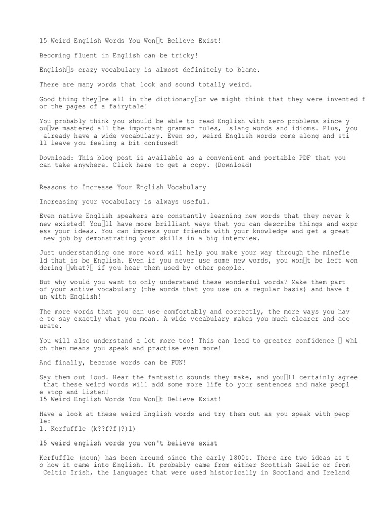 15 Weird English Words You Won’t Believe Exist! | English Language ...