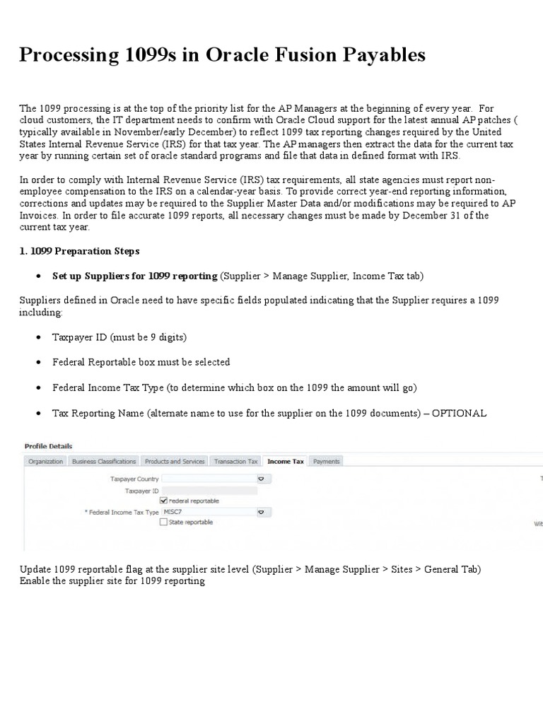 Processing 1099 in Payables | PDF | Income Tax In The United States ...