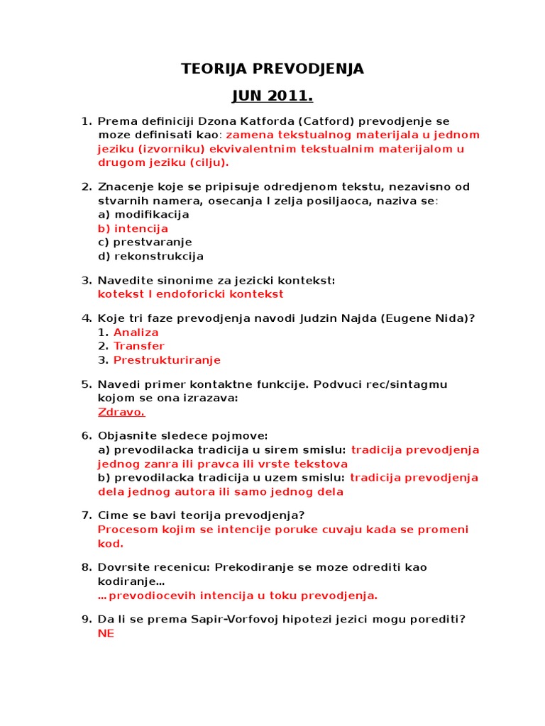 Teorija Prevodjenja | PDF