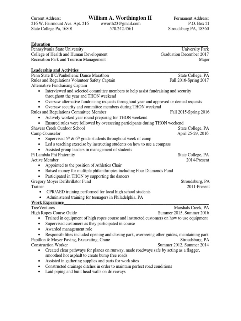 William Addis Worthington II Resume | PDF