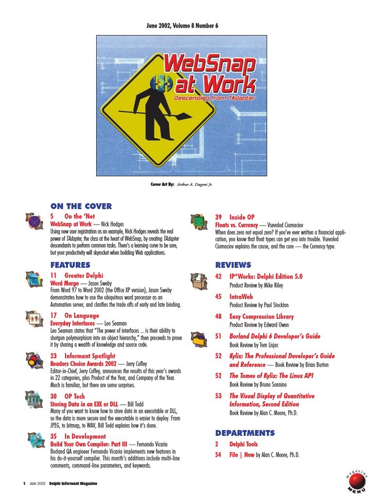 On The Cover: June 2002, Volume 8 Number 6 | PDF | Component Object Model | Class (Computer ...