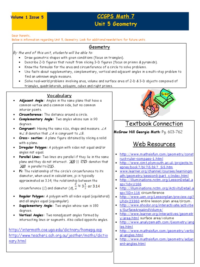 Geometry Unit Parent Letter | PDF | Triangle | Circle
