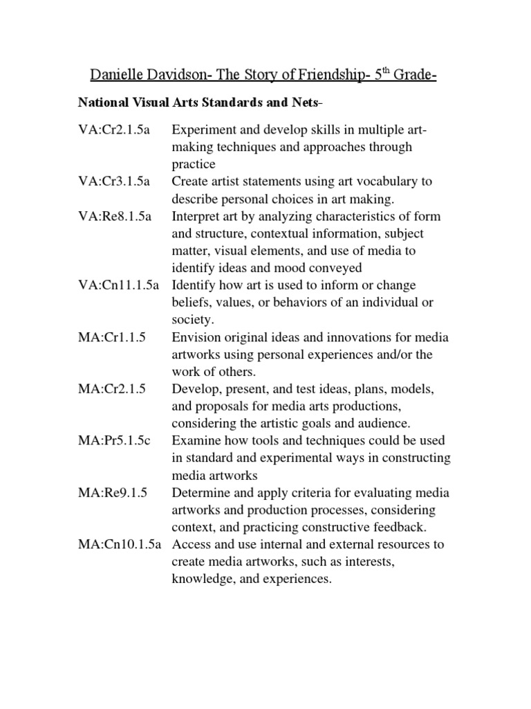 Danielle Davidson-The Story of Friendship - 5 Grade-: National Visual ...