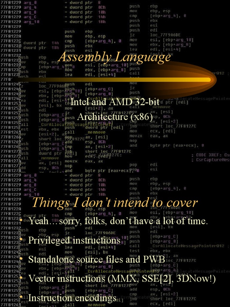 Assembly Language | PDF | X86 Architecture | Computer Engineering