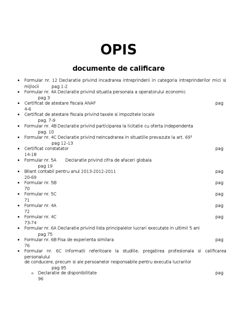 Opis Documente de Calificare