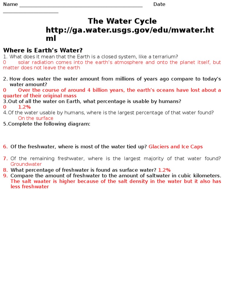 Water Cycle Webquest | PDF | Water Cycle | Evaporation