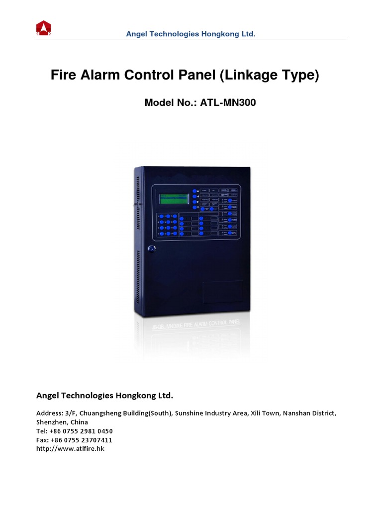 Fire Alarm Control Panel (Linkage Type) : Model No.: ATL-MN300 | PDF ...