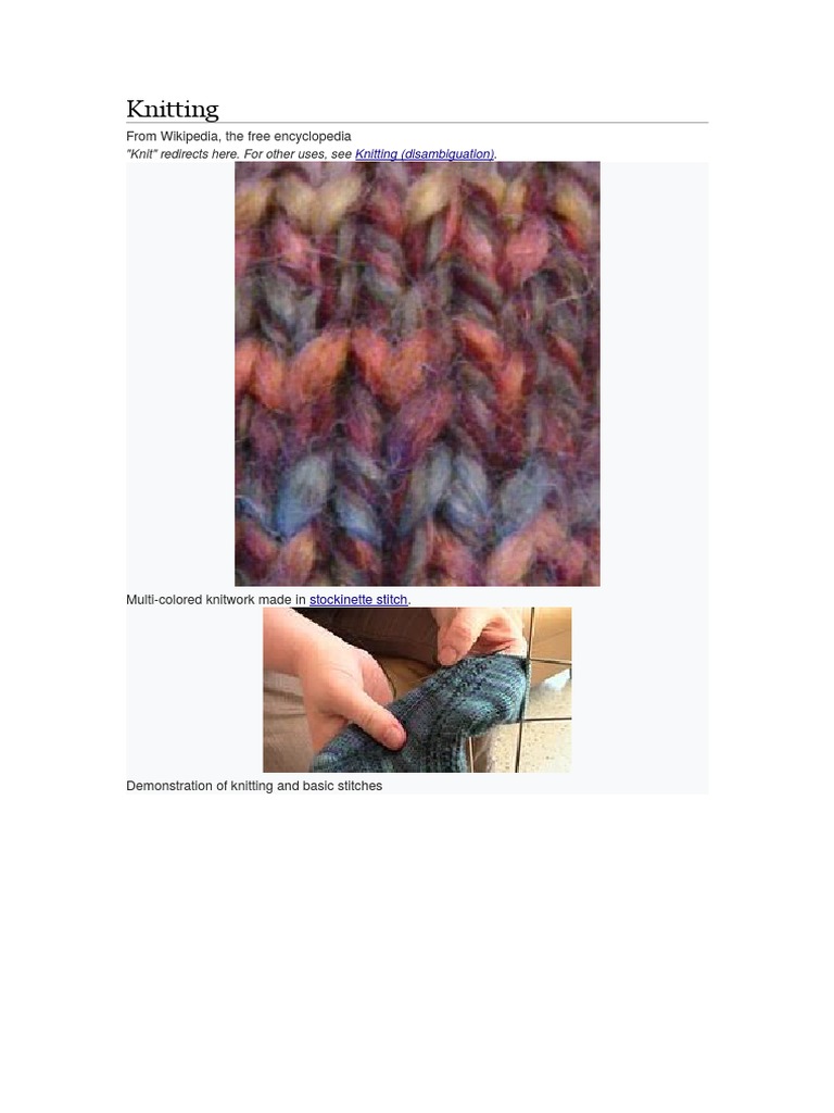 Knitting: From Wikipedia, The Free Encyclopedia | PDF | Knitting ...