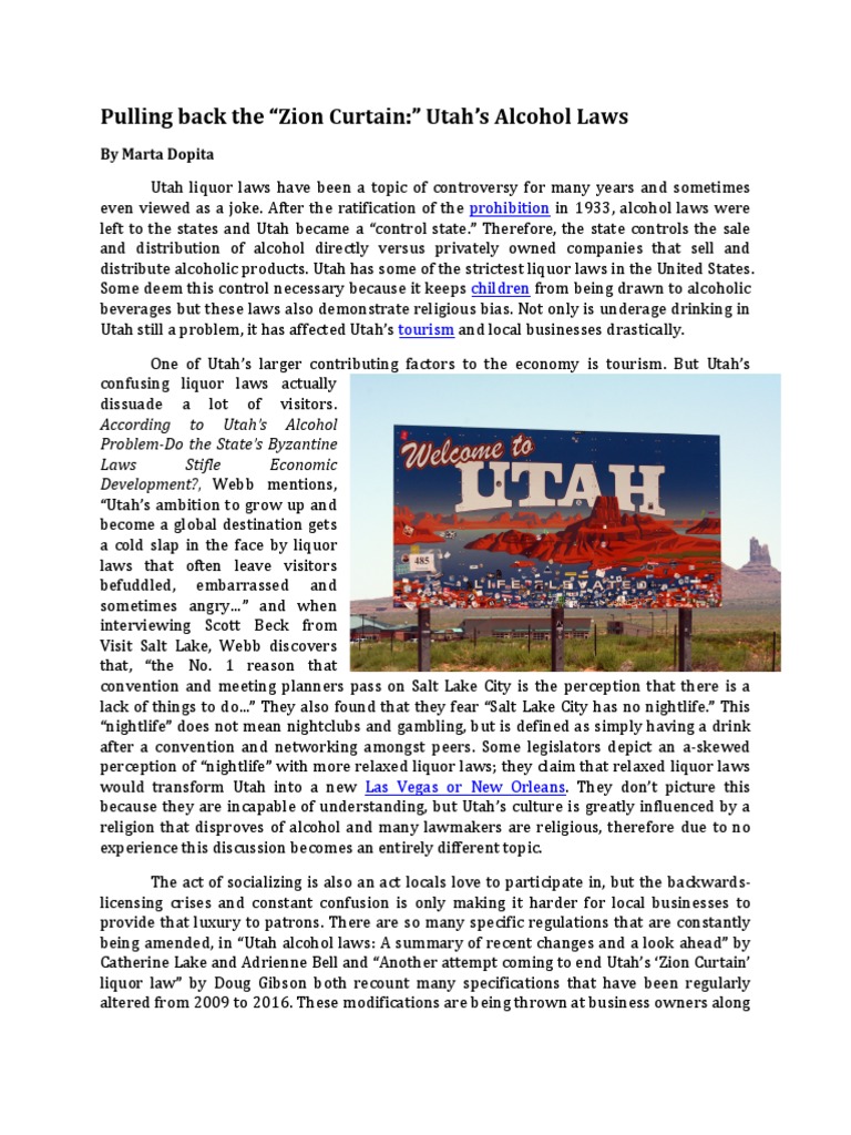 Pulling Back The Zion Curtain-Utahs Alcohol Laws Final | PDF ...