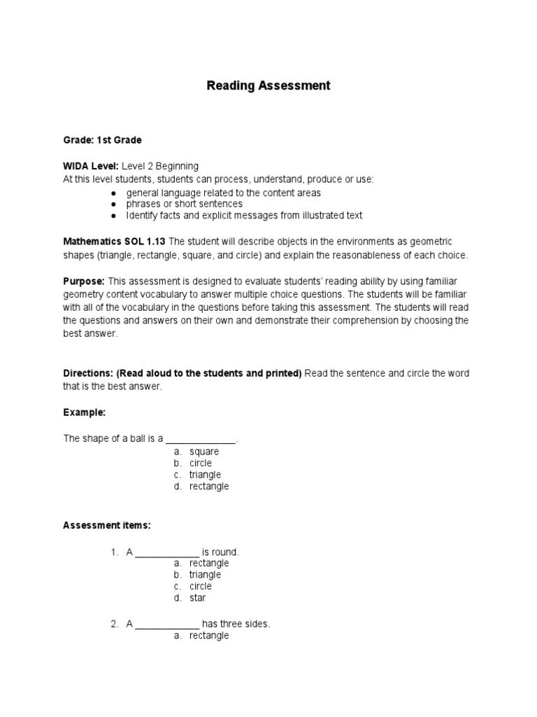 Reading Assessment for Caribbean Students | PDF | Reading Comprehension ...