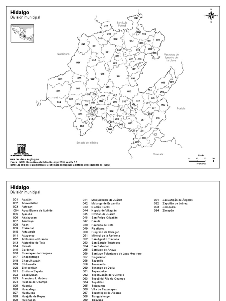 Mapa de Hidalgo Con Nombre Blanco PDF | PDF