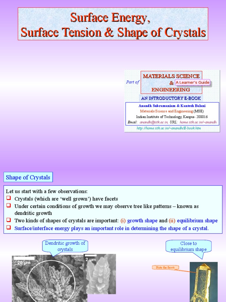 Surface Energy and Surface Tension | PDF | Stress (Mechanics) | Crystal