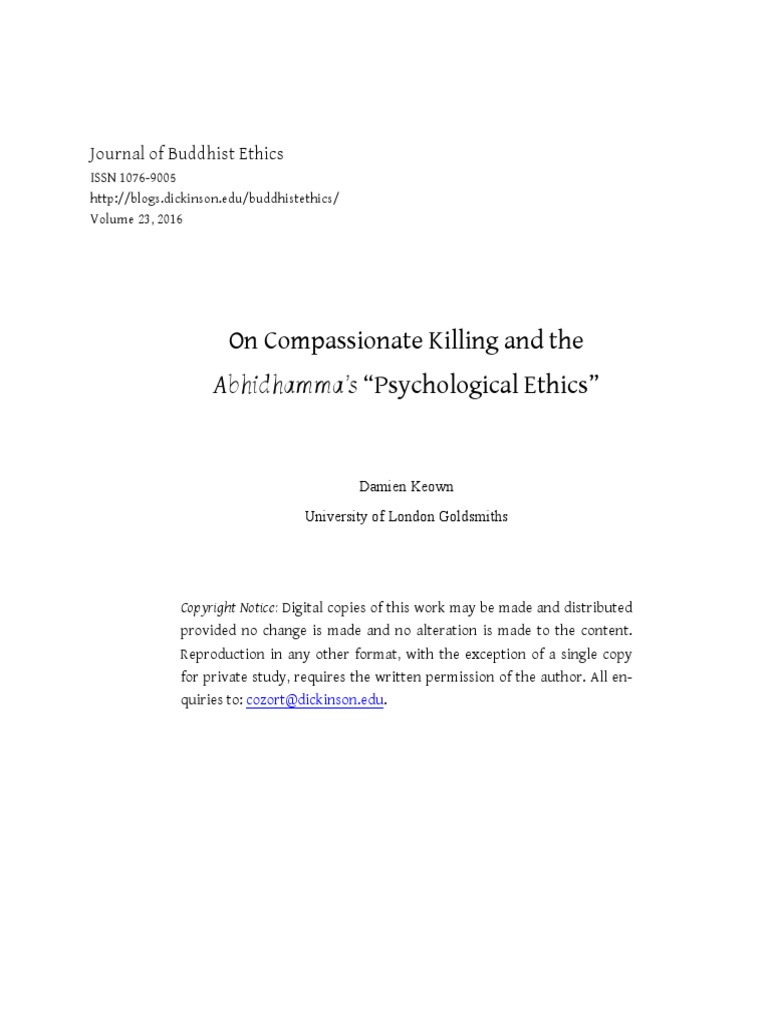 Keown Compassionate Killing | PDF | Compassion | Truth
