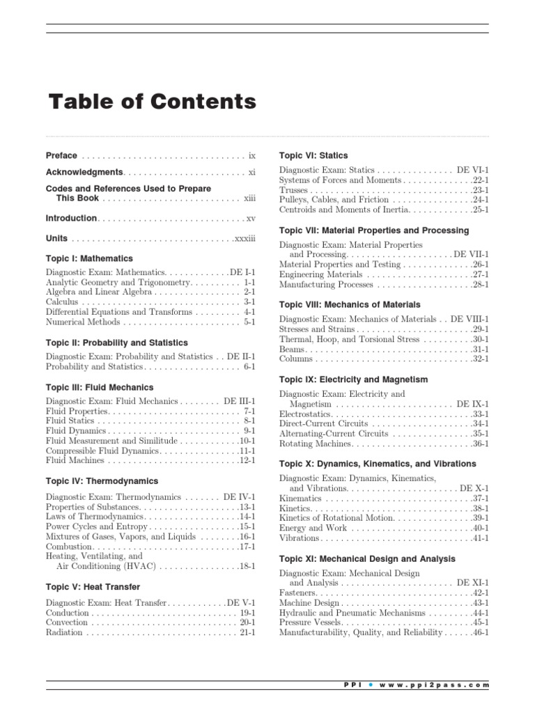 FE Review Manual TOC | PDF | Heat Transfer | Hvac