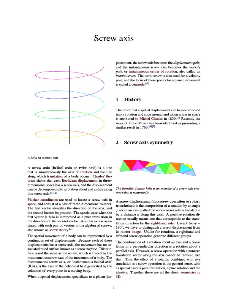 Screw Axis | Euclidean Geometry | Mechanical Engineering