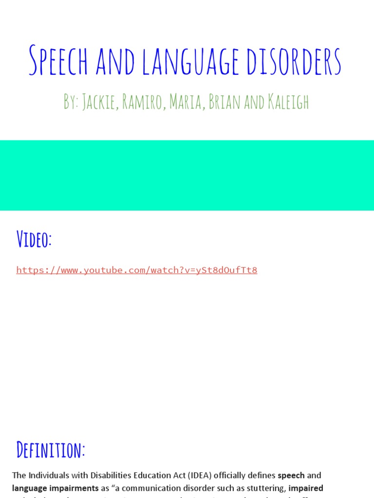 Speech and Language Disorders Presentation | PDF | Speech | Psychiatric ...