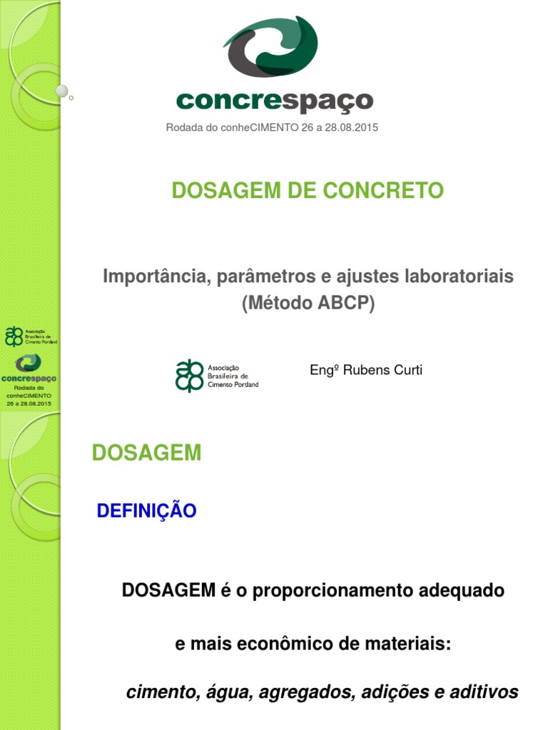 Dosagem Concreto Rubens Curti ABCP | PDF | Concreto | Argamassa (alvenaria)
