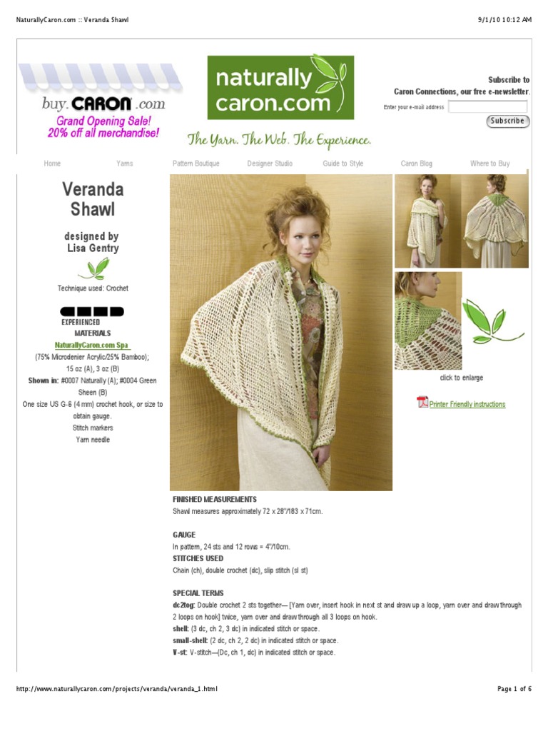 Veranda Shawl: Designed by Lisa Gentry | Download Free PDF | Crochet ...
