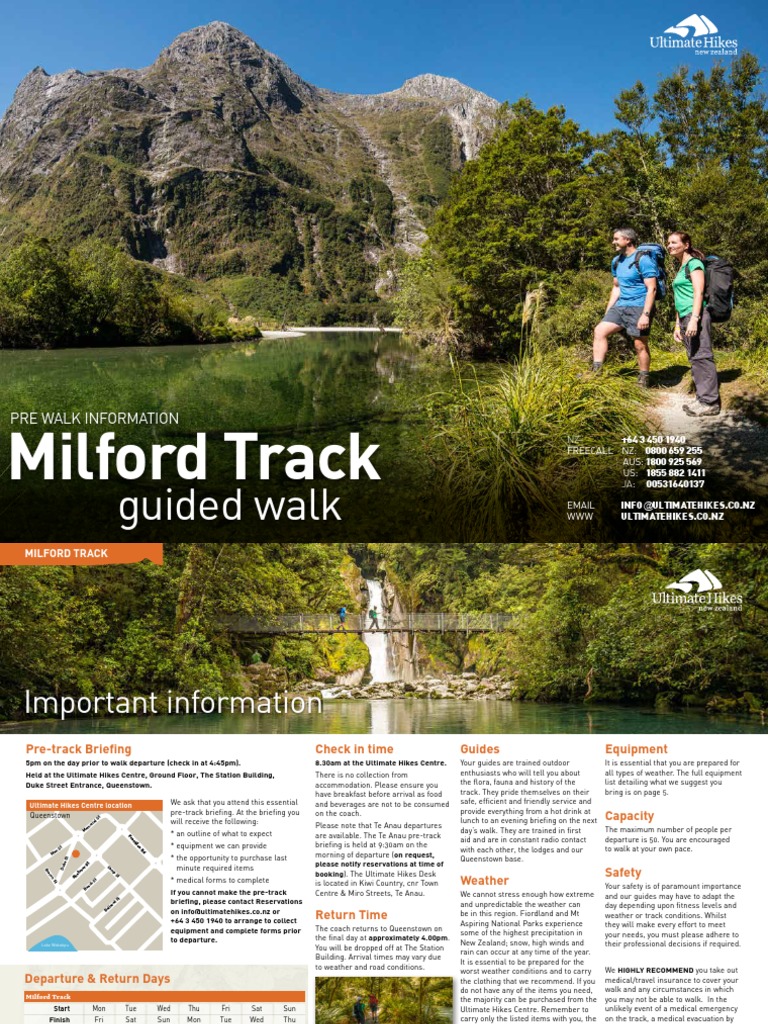 Milford Track Info | PDF | Walking | Wool