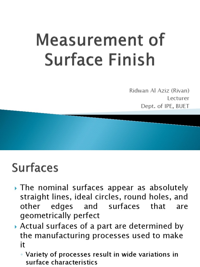 5 - Measurement of Surface Finish | PDF | Surface Roughness | Mean