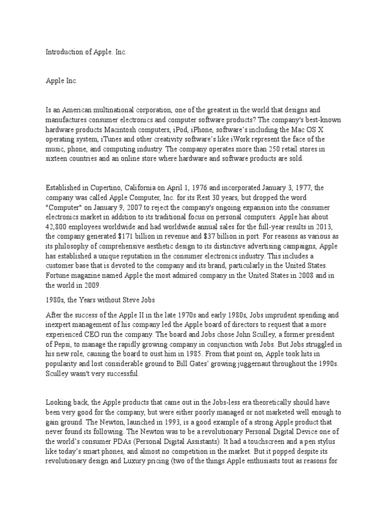 Introduction of Apple | Apple Inc. | I Phone