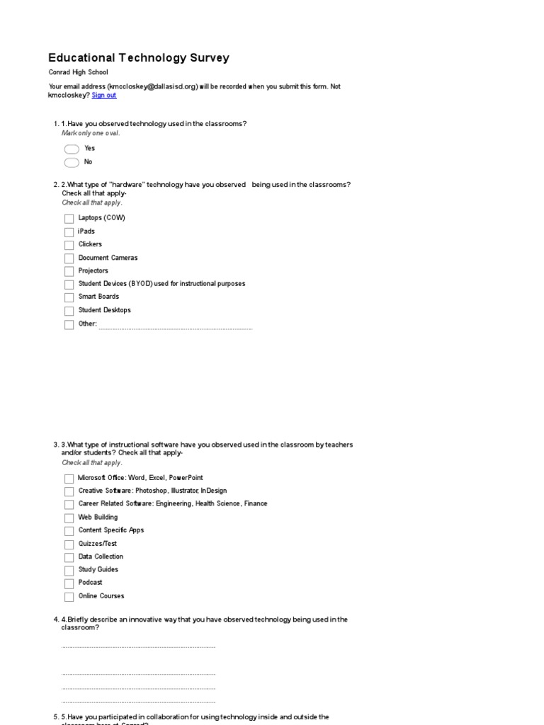 Educational Technology Survey KMC | PDF
