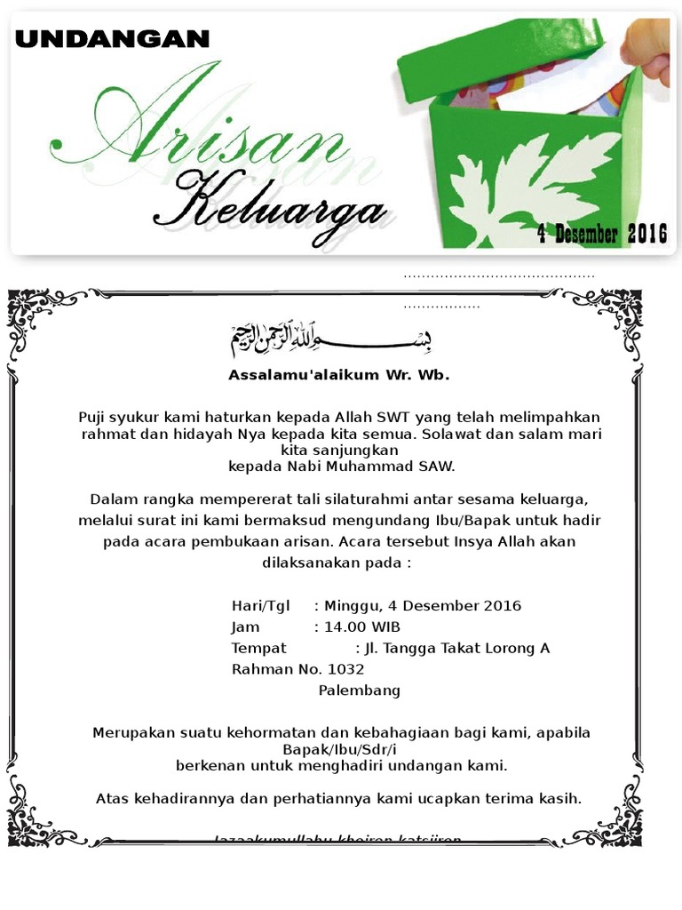 Contoh Surat Undangan Arisan | PDF